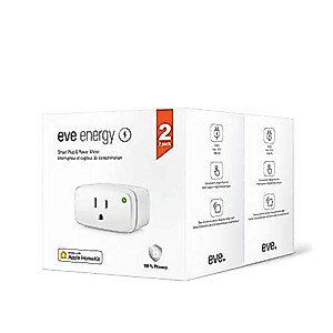 Eve Energy 2 Pack - Smart Plug & Power Meter with Built-in Schedules, Switch a Connected lamp or Device on & Off, Voice Control, no Bridge, Bluetooth Low Energy, Apple HomeKit, Bluetooth, Thread
