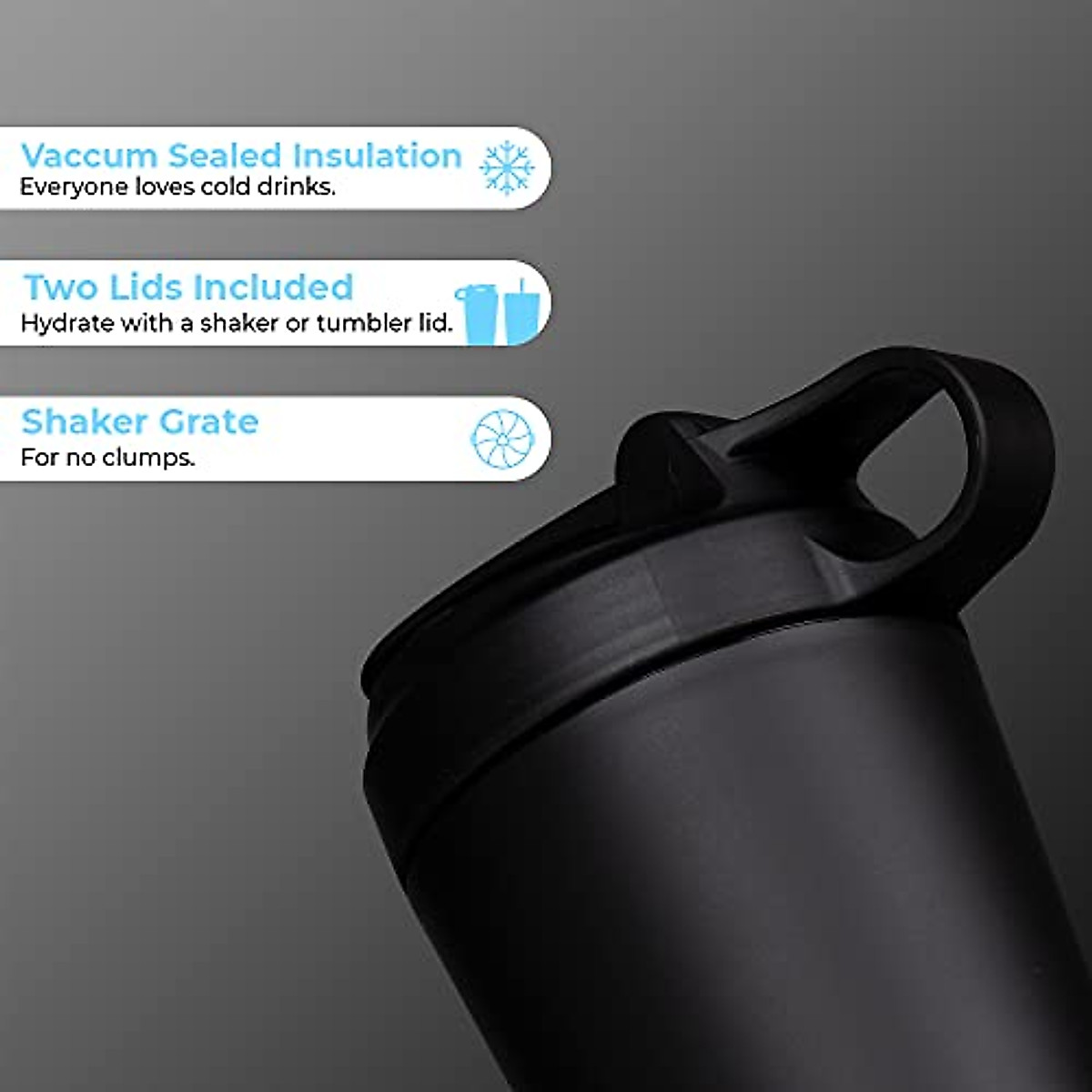 HydroJug Shaker Cup 24oz - Perfect For Protein Shakes, Pre-Workout Drinks, Iced Coffee - Easy Blending, Double Insulated, Cup Holder Compatible, BPA Free - Keeps Temp For Hours