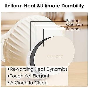 Yanzao Enameled Cast Iron Dutch Oven Pot with Lid and Handle, 4.75 Quart, Ceramic Interior, Nonstick, Large Cast Iron Pot, Cooking Pot, Dutch Oven for Sourdough Bread Baking, Rice, Cooking Spanish, 500 Degrees, Dishwasher Safe, Cookware, Kitchen Pot (Ench