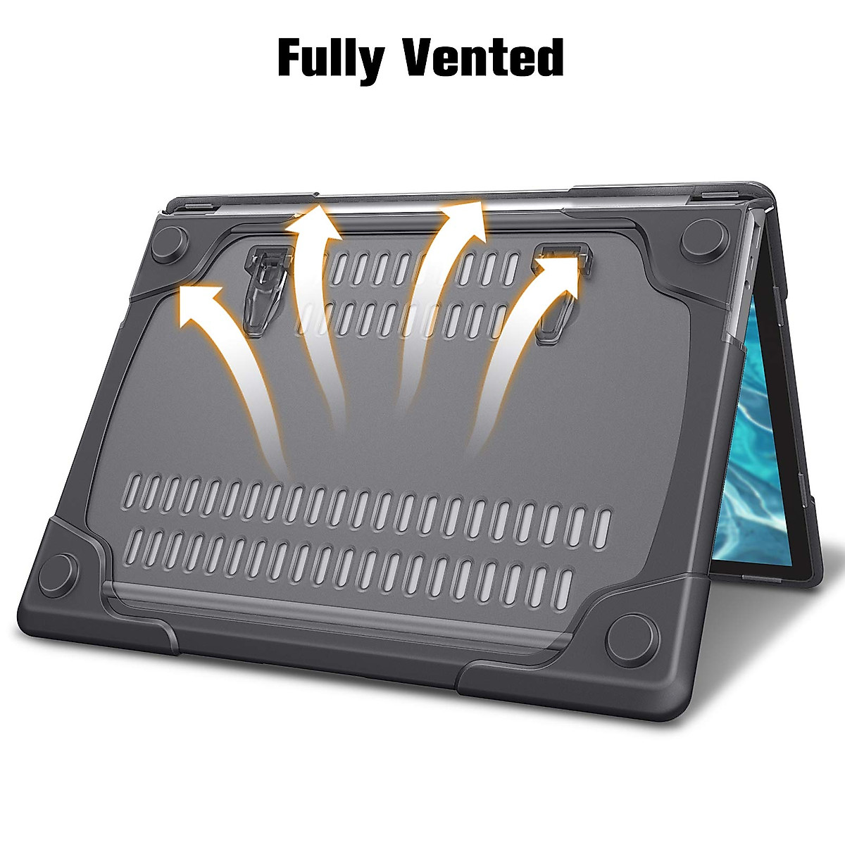 Fintie Case for 12.4 Inch Microsoft Surface Laptop Go 3/2/1 (2023/2022/2020) Model: 2013 1943 - Heavy Duty Matte Coated Protective Hard Shell Cover with Fold Kickstand, Gray