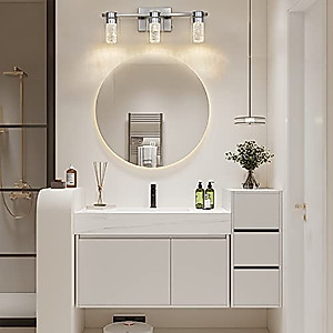 Zhizenl Bathroom Light Fixtures, Brushed Nickel 3 Light Bathroom Vanity Light Over Mirror, Modern Crystal Dimmable LED Vanity Lights with Clear Glass Shade for Bedroom Living Room