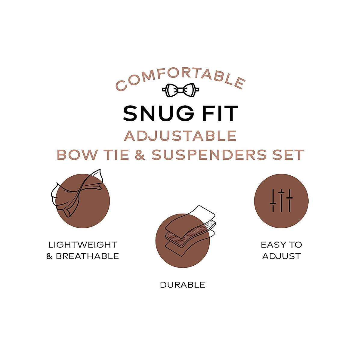 Man of Men Bowtie & Suspender Set - Beige Checkered Bowtie & Beige Suspenders - Boys Suspenders and Bow Tie Set