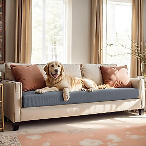 SUBRTEX Stretch Couch Cushion Cover, Sofa Cushion Furniture Protector, Couch Seat Slipcover, High Elasticity for RV Living Room (Loveseat Cushion, Light Grey)