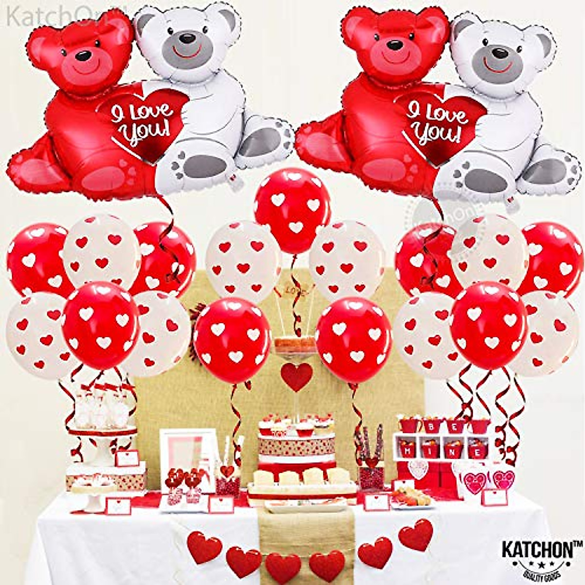 Huge, 40 Inch Teddy Bear Balloons Set - Pack of 22 | I Love You Balloons Decorations | Valentines Balloons for Valentines Day Decorations | Valentines Day Balloons, Romantic Decorations Special Night