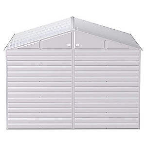 Arrow Select 10' x 12' Outdoor Lockable Steel Storage Shed Building, Flute Grey