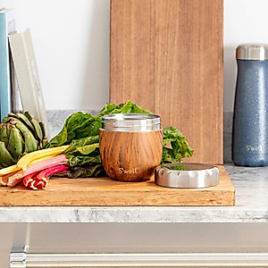 S'well Stainless Steel Bowls-16 Fl Oz-Teakwood-Triple-Layered Vacuum Insulated Containers Keeps Food and Drinks Cold for 12 Hours and Hot for 7-with No Condensation-BPA Free, 16 oz