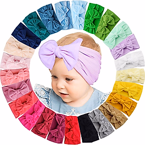NAIRUA Headband, 25 Colors Baby Girls 4.5 inches Hair Bows Super Soft Stretchy Hair Turban Head Wraps for Infant Newborn Toddlers and Kids