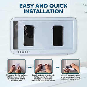 Shower Phone Holder Waterproof, Coral Universe with 3 Adhesive Mounts Multi-use Phone Case for wall Bathroom/Mirror/Kitchen/Livingroom Wall Mount Anti-fog Case sensitive Touch Screen