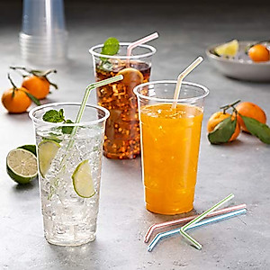 [500 Pack] Striped Flexible Plastic Drinking Straws Disposable Straw 8'' inches Tall Assorted Colors