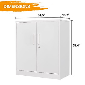 Metal Storage Cabinet with 2 Doors, Lockable Steel Storage Cabinet with 2 Doors and Adjustable Shelves, Steel Lockable File Cabinet, Locking Tool Cabinets for Office,Home,Garage