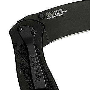 Kershaw Blur Black (1670BLK) Everyday Carry Pocketknife, 3.4 inch Stainless Steel Drop Point Blade, Cerakote Blade Finish, SpeedSafe Opening, Reversible Pocketclip; 3.9 OZ
