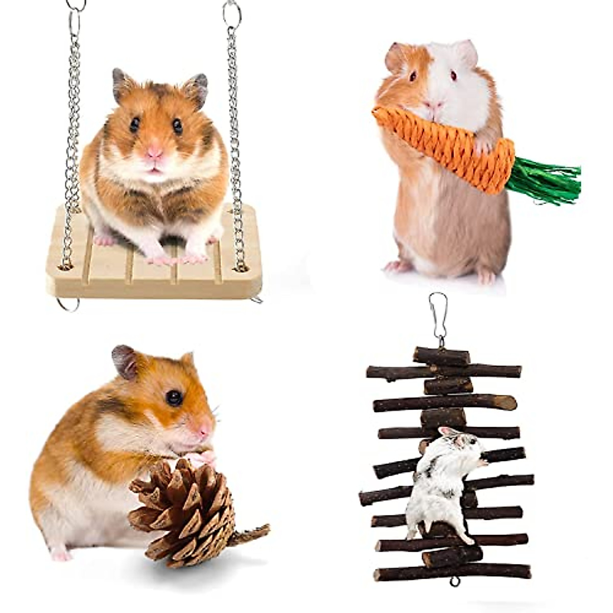 Magnoloran 12 Pack Hamster Chew Toys Set Hamster Exercise Accessories Small Animal Teeth Care Molar Toys Guinea Pig Pet Toys for Rabbit Bunny Chinchilla Guinea Pig Gerbils Groundhog Squirrels