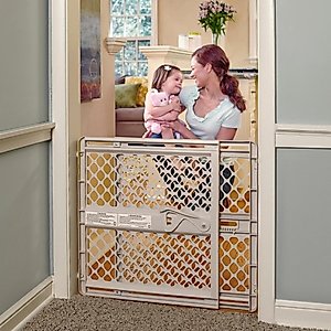 Toddleroo by North States Supergate Ergo Child Gate, Baby Gate for Stairs and Doorways. Includes Wall Cups. Pressure or Hardware Mount. Made in USA. (26" Tall, Sand)
