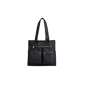 NOTAG Nylon Shoulder Handbags for Women Waterproof Travel Tote Purses Large Shopping Bags (Black)