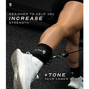 Gymreapers Ankle Straps (Pair) For Cable Machine Kickbacks, Glute Workouts, Lower Body Exercises - Adjustable Leg Straps with Neoprene Padding (Black, Pair)