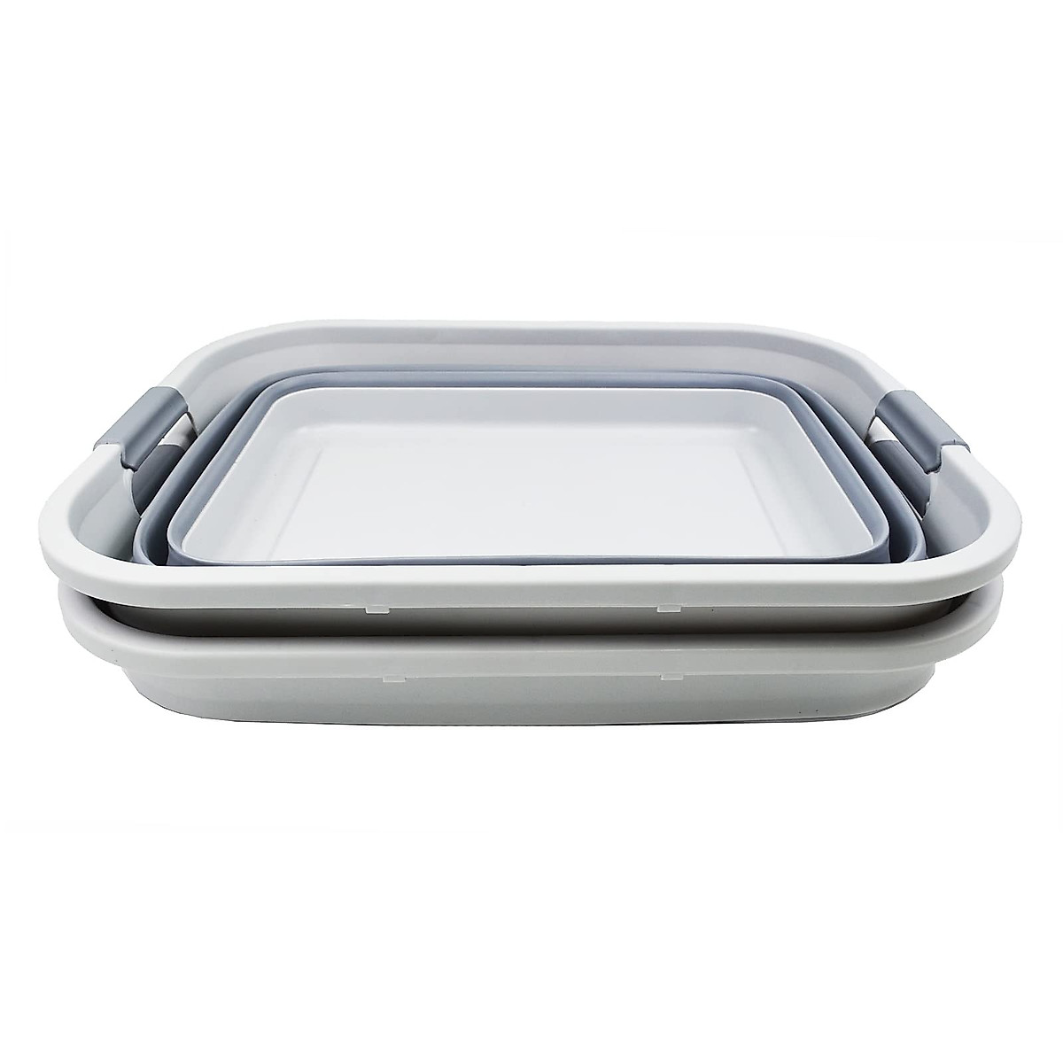 SAMMART 41L (10.8 gallon) Collapsible Plastic Laundry Basket - Foldable Pop Up Storage Container/Organizer - Space Saving Hamper/Basket, Water capacity: 32L(8.4 gallon) (Grey (Set of 2))