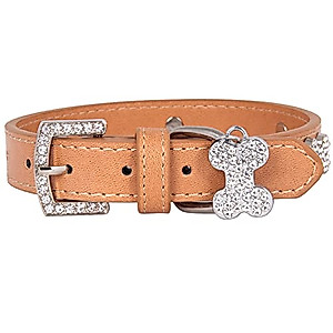 Dog Neck Tie Collar Pet Bone Rhinestone Dog Collar Bling Girl Small Puppy Cute Bowtie Pet Collar Diamond Buckle Pet Leash Cat Collar