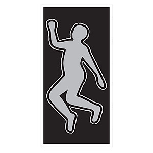 Beistle Plastic PSI Body Silhouette Door Cover, 5' x 30" - Detective Investigation Party Supplies, Murder Mystery Dinner, Floor Crime Scene Evidence Decoration, Spooky Halloween Themed Decor
