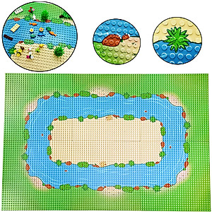TACYILLU 6 Pack Grassland Rivers Pattern Baseplate 10" x 10" - Building Brick Base Plate Tight Fit with Major Brands for City Roads Building Blocks Kids Toy (2 Straight + 4 Curve)