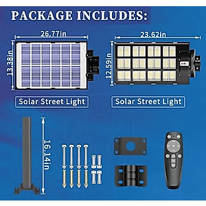 JAYNLT 6000W Solar Street Lights Outdoor, 600000LM 6500K Powerful Solar Parking Lot Lights Commercial, Duks to Dawn Solar Flood Lights Outdoor with Motion Sensor for Yards, Driveways