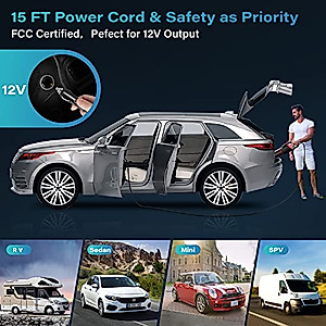 SUMKUMY Powerful Car Vacuum(Up to 9600Pa) - LED Light, Dual Filtration System - 12V Wet Dry Vacuum Cleaner Portable Lightweight Handheld Car Interior Accessories Detailing Vacuum for Pet Hair, Corded