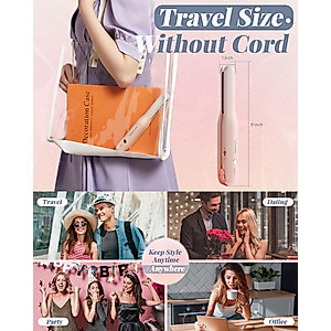 NOVUS Cordless Hair Straightener, for Fine Soft Hair/Short Hair, Portable Ceramic Hair Straightener and Curler 2 in 1, USB Rechargeable Cordless Flat Iron, Mini Size Straightener for Travel