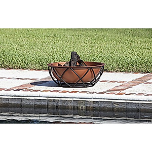 Fire Sense 62241 Fire Pit Barzelonia Copper-Look Wood Burning Lightweight Portable Outdoor Firepit Backyard Fireplace Camping Bonfire Included Screen Lift Tool & Cooking Grate - Round - 26"