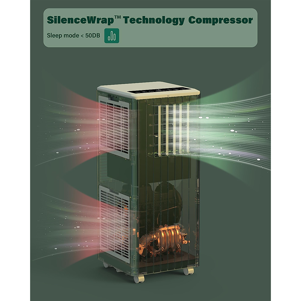 NeepNuuk Portable Air Conditioners with Remote Control, 8000 BTU Air Conditioner Portable, 3-IN-1 Quiet AC Unit, 2 Speeds, 24H Timer,Energy Savings for Room Bedroom Office, White