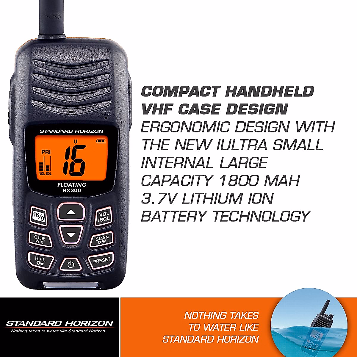 Standard Horizon HX300 Standard HX300 Handheld VHF Marine Radio