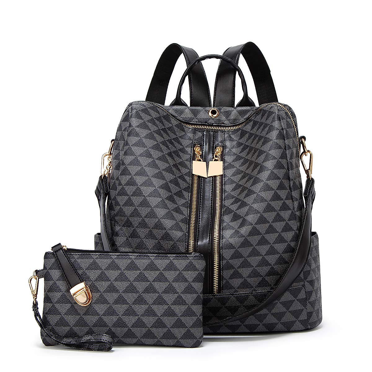 Makes Backpack Purse for Women PU Leather backpack Design Convertible handbag with Purse 2 Piece