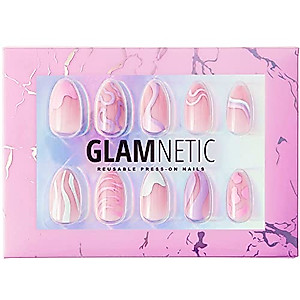 Glamnetic Press On Nails - Wild Card | Opaque UV Finish Short Pointed Almond Shape, Reusable Pastel Nails in 12 Sizes - 24 Nail Kit with Glue