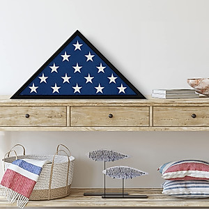 Americanflat Large Flag Display Case for Burial Flag - Fits Folded 5 x 9.5' Flag - Military Flag Case - Silhouette Collection - Flag Box Display Case for Wall or Tabletop - Black
