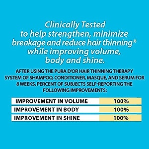 PURA D'OR Hair Thinning Therapy 3-Piece Set, Shampoo, Conditioner & Masque for Best Results, Infused with Argan Oil, Biotin, All Hair Types, Men & Women (Packaging may vary)