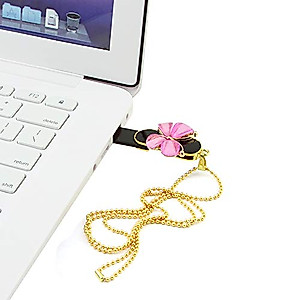 3C Light 16GB 2.0 USB Flash Drive Crystal Butterfly Shape Jewelry USB Flash Disk Jump Drive Thumb Drive Pen Drive with Necklace Memory Stick Data Storage Gift (16 GB, Purple)