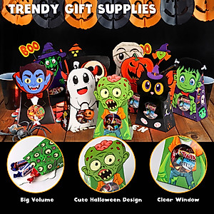 Halloween Treat Boxes Bulk-54pcs Halloween Goodies Candy Boxes with Window, Halloween Party Favors Candy Boxes Pack, Trick or Treat Cookies Box Gift Bags Set, Non-candy Treat Gift Boxes Bulk 9 Designs
