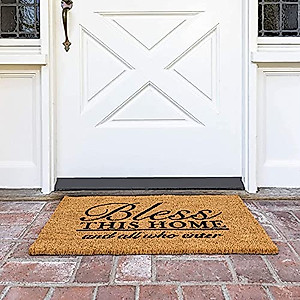 Juvale Coco Coir Bless This Home and All Who Enter Door Mat for Front Entrance (17 x 30 in)