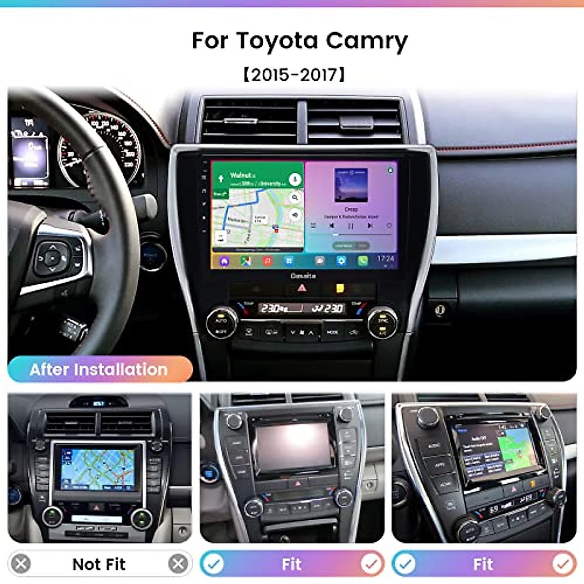 Dasaita 10.2" Android Car Stereo for Toyota Camry 2015 2016 2017 Wireless Carplay Android Auto GPS Navigation Stereo Car Entertainment Multimedia Radio Touch Screen 1280x720