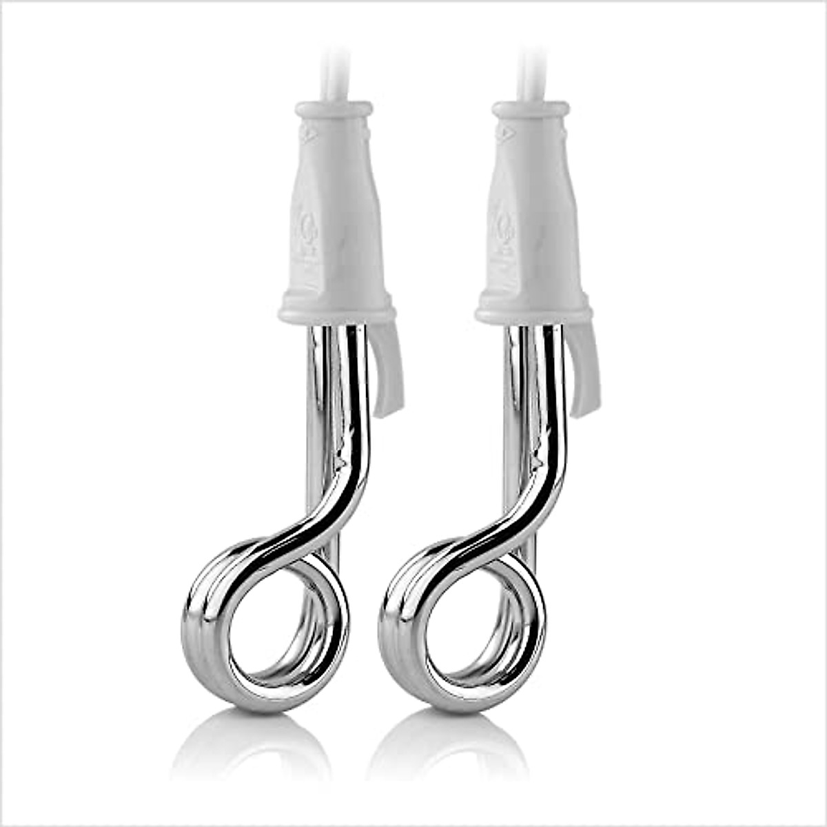 Ovente Electric Stainless Steel Immersion Heater for Tea Coffee & Beverage, 300 Watt Power Portable Submersible Instant Hot Water Warmer, Light Weight Easy Heating & Clean, White Pack of 2 CH3012