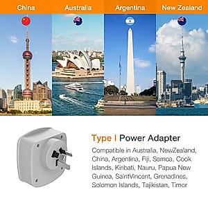 TESSAN New Zealand Australia Power Plug Adapter, Type I Travel Adaptor with 2 USB Ports 2 American Outlets, US to Australian AU Fiji Argentina China Charger Plug Converter