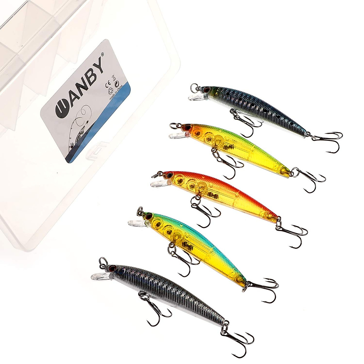 WANBY Proven Explosive Color Special Minnow Swimbait Vibrating Jigging Freshwater Saltwater Fishing Lures with Hook Fishing Tackle for Trout Bass Salmon