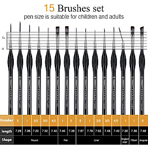 PANDAFLY Micro Detail Paint Brush Set, 15pcs Miniature Painting Brushes for Fine Detailing & Art Painting - Watercolor Oil Acrylic, Face, Nail, Craft Models, Rock Painting, Warhammer 40k