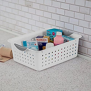Sterilite 16248006 Medium Ultra Plastic Storage Organizer Basket White (48 Pack)