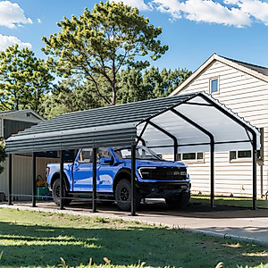 SUNLEI 12X20 FT Carport, Heavy Duty Carport Canopy with Galvanized Steel Roof and Frame, Metal Carport Upgraded Extra Large Garage for Pickup, Boat, Car and Tractors