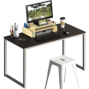SHW Home Office 48-Inch Computer Desk, Silver/Espresso