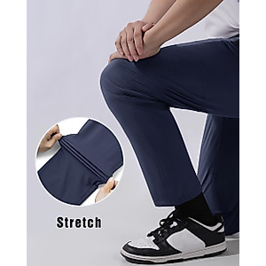 BIYLACLESEN Mens Sweatpants with Pockets Joggers for Men Sweat Pants Hiking Waterproof Pants Quick Dry Athletic Track Workout Pants Dark Blue 38