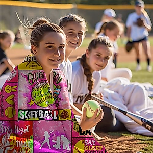Softball Blanket, Softball Gift for Girls Women Kids, Softball Throw Blanket for Softball Lover/Player Gifts, Best Softball Coach Team Gifts, Softball Birthday Gift, Softball Room Decor 50"x40" (S)
