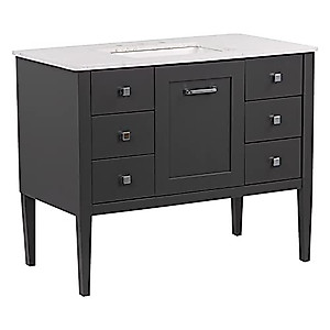 Spring Mill Cabinets Fordwin Bathroom Vanity with 1-Door Cabinet, 6 Drawers, Countertop with Undermount Sink, 43" W x 22" D 35.1" H, Shale Gray/Pulsar Top