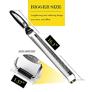 Ourokhome Kitchen Lemon Zester Grater, Stainless Steel Handheld Fine Zester tool for Lemon, Nutmeg, Parmesan Cheese, Chocolate, Ginger, Coconut, Citrus, Orange, Lime with Cleaning Brush (Black)