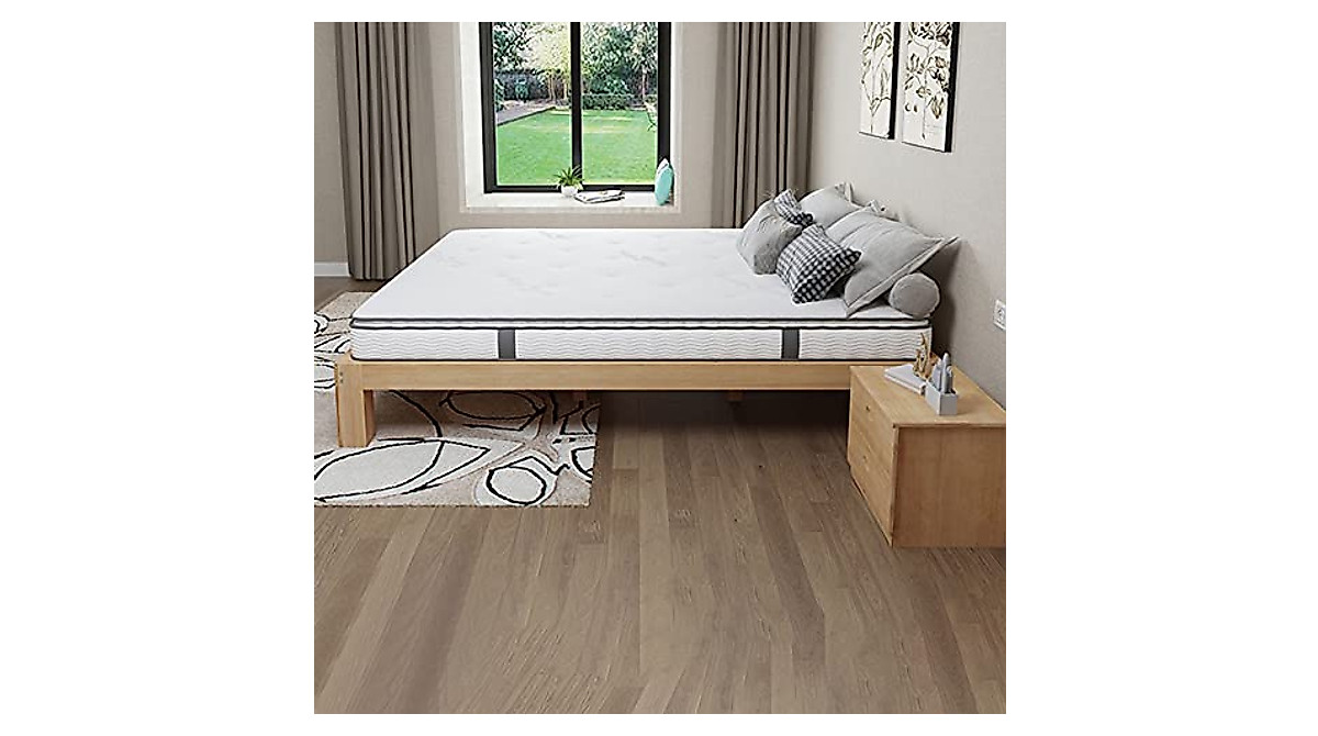 LITFAD Twin XL Solid Wood Bed Frame | No Box Spring Needed