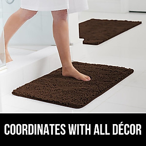 Gorilla Grip Bathroom Rug Sets, Soft Chenille 2 Piece Area Rugs Set, Toilet Base Mat and 30"x20" Carpet, Absorbent Microfiber Washable Mats Dry Quickly, Home Décor and Bath Room Accessories, Caramel